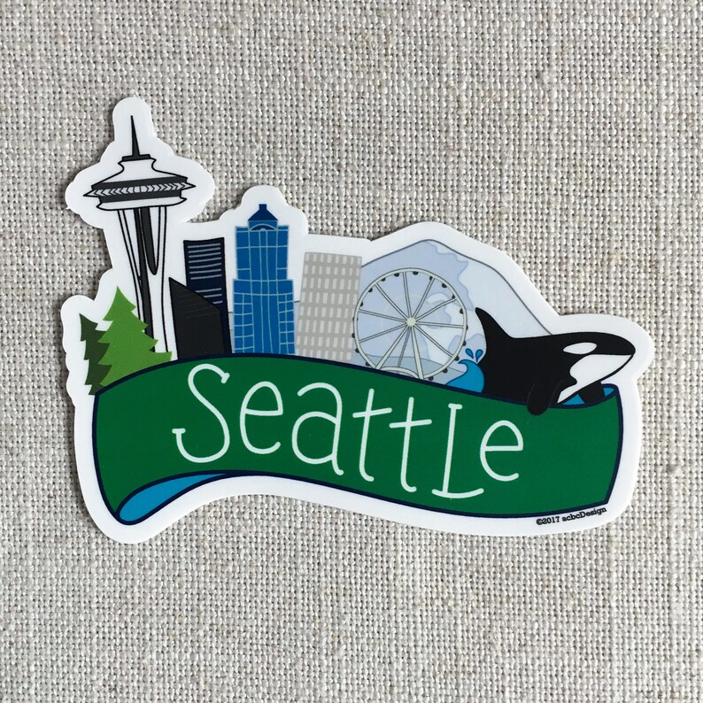 Seattle Skyline Vinyl Sticker / Seattle Washington Sticker / | Etsy