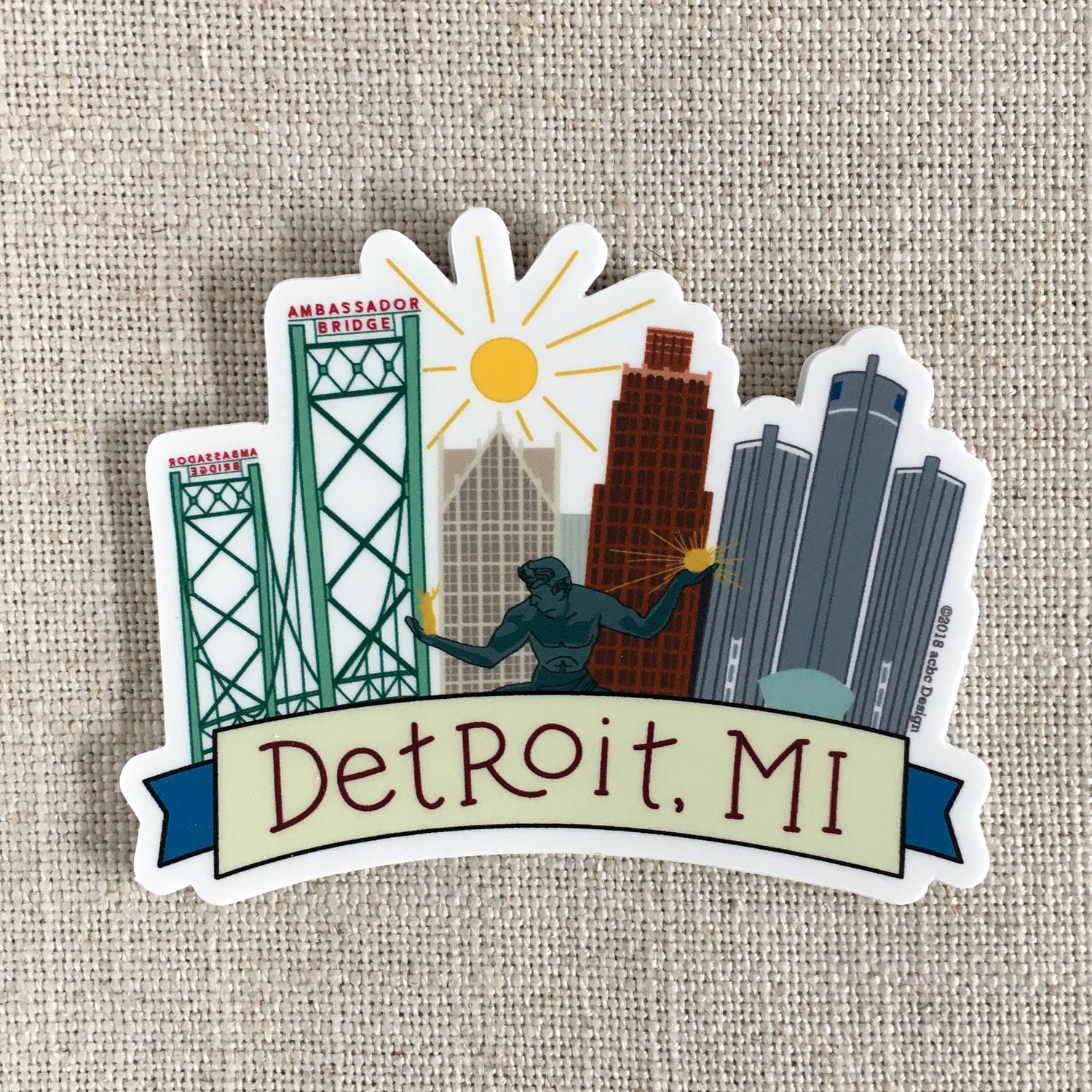 Detroit Michigan Vinyl Sticker / Detroit Skyline Sticker / | Etsy