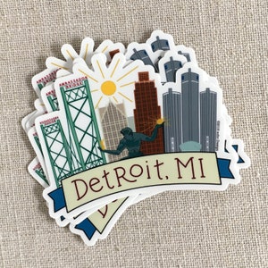 Detroit Michigan Vinyl Sticker / Detroit Skyline Sticker / Cool Laptop ...