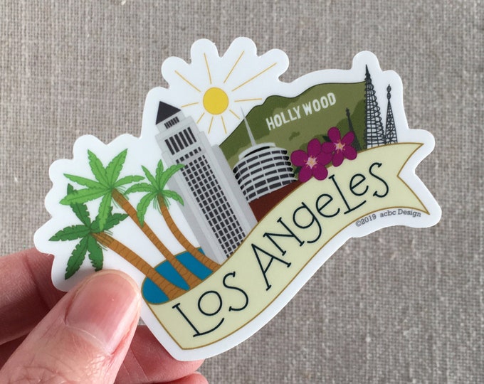 Los Angeles California Vinyl Sticker / Hollywood Hills / - Etsy