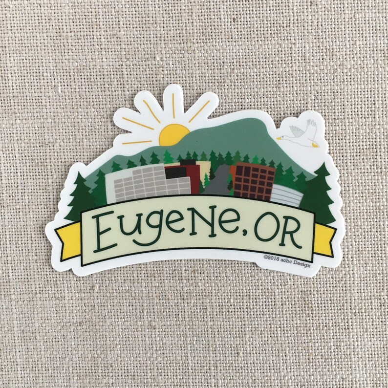 Eugene Oregon Vinyl Sticker, Skinner Butte, Downtown Travel Decal - Etsy