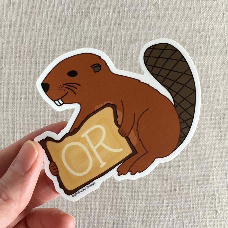 Oregon Beaver Vinyl Sticker / Illustrated Waterproof Sticker / Oregon ...