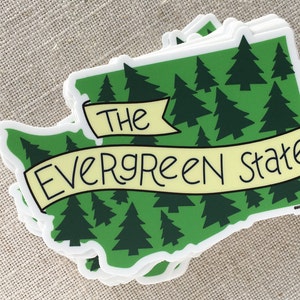 The Evergreen State Vinyl Sticker / Modern Illustrated Washington State ...