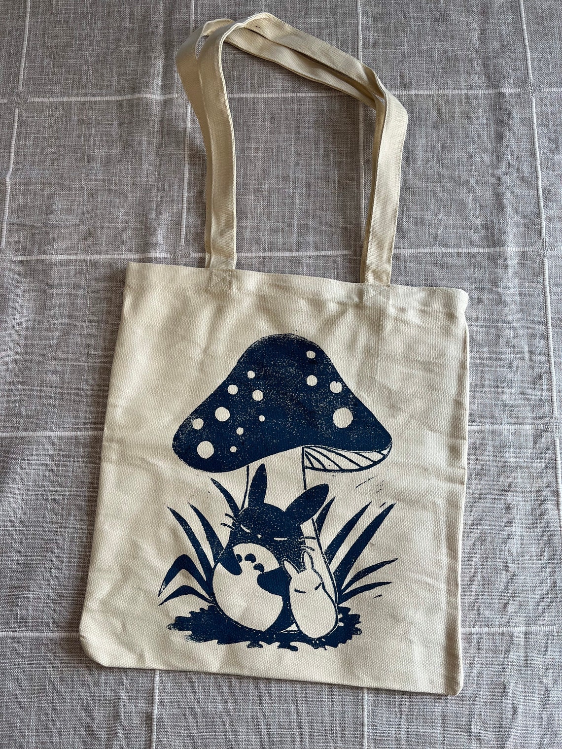 Made to Order Mushroom Totoro Block Print Tote Bag - Etsy