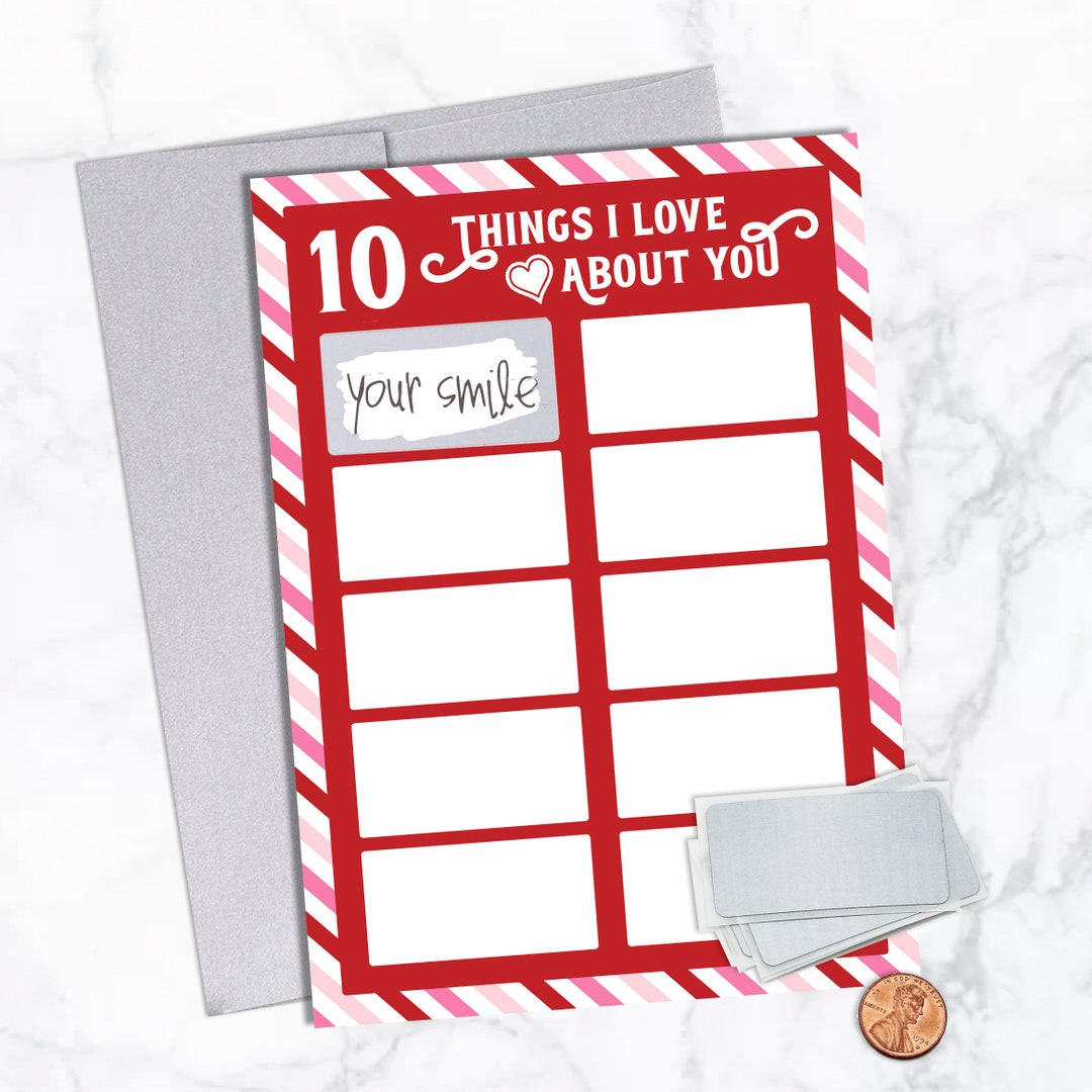 10 Things I Love About You Valentine Scratch off Card - Gift for ...