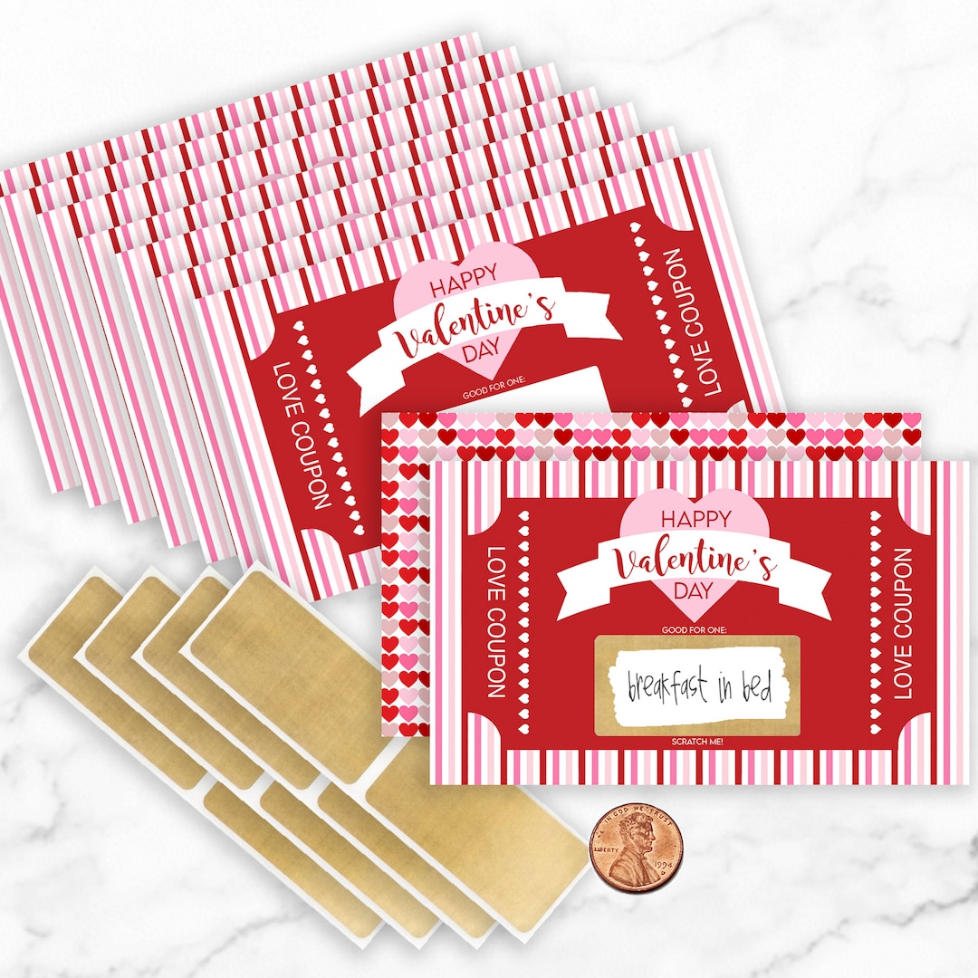 Valentin'e Scratch-off Love Coupons - Set of 8 - Gift for Boyfriend ...