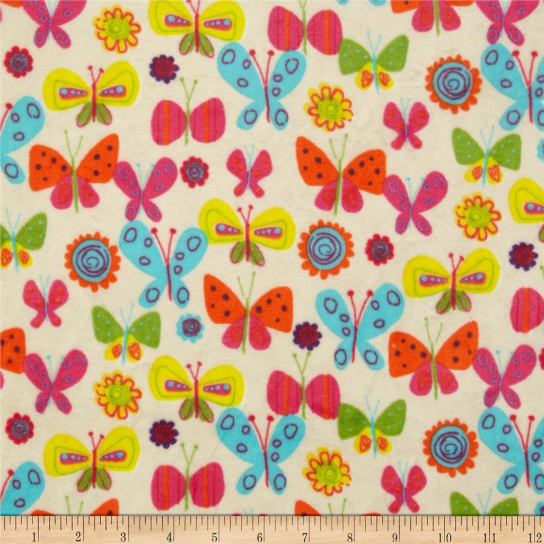 1/2y Minky Butterfly Flutterby Ivory Shannon Cuddle Fabric Remnant ...