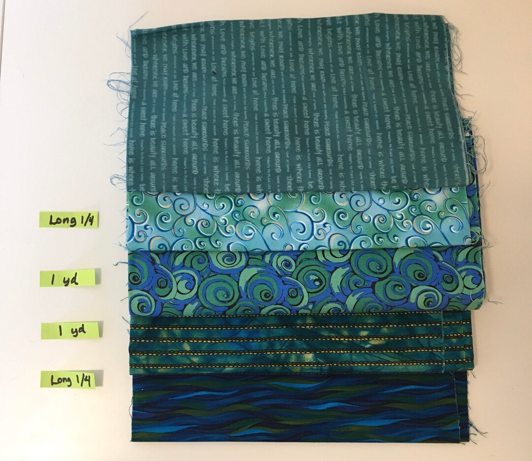 Blue Green #2 Quilting Cotton Fabric Scrap Bundles Destash Remnant Face ...