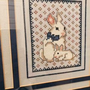 Bunny Rabbits Art Cross Stitch Framed - Etsy
