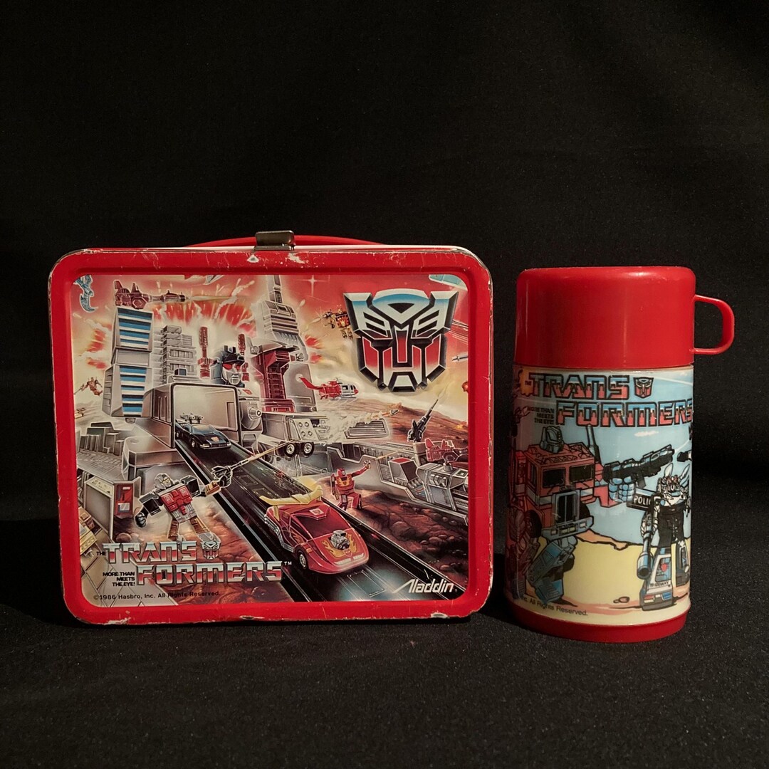 Vintage Transformers Metal Lunchbox With Thermos 1986 Hasbro Inc Made ...
