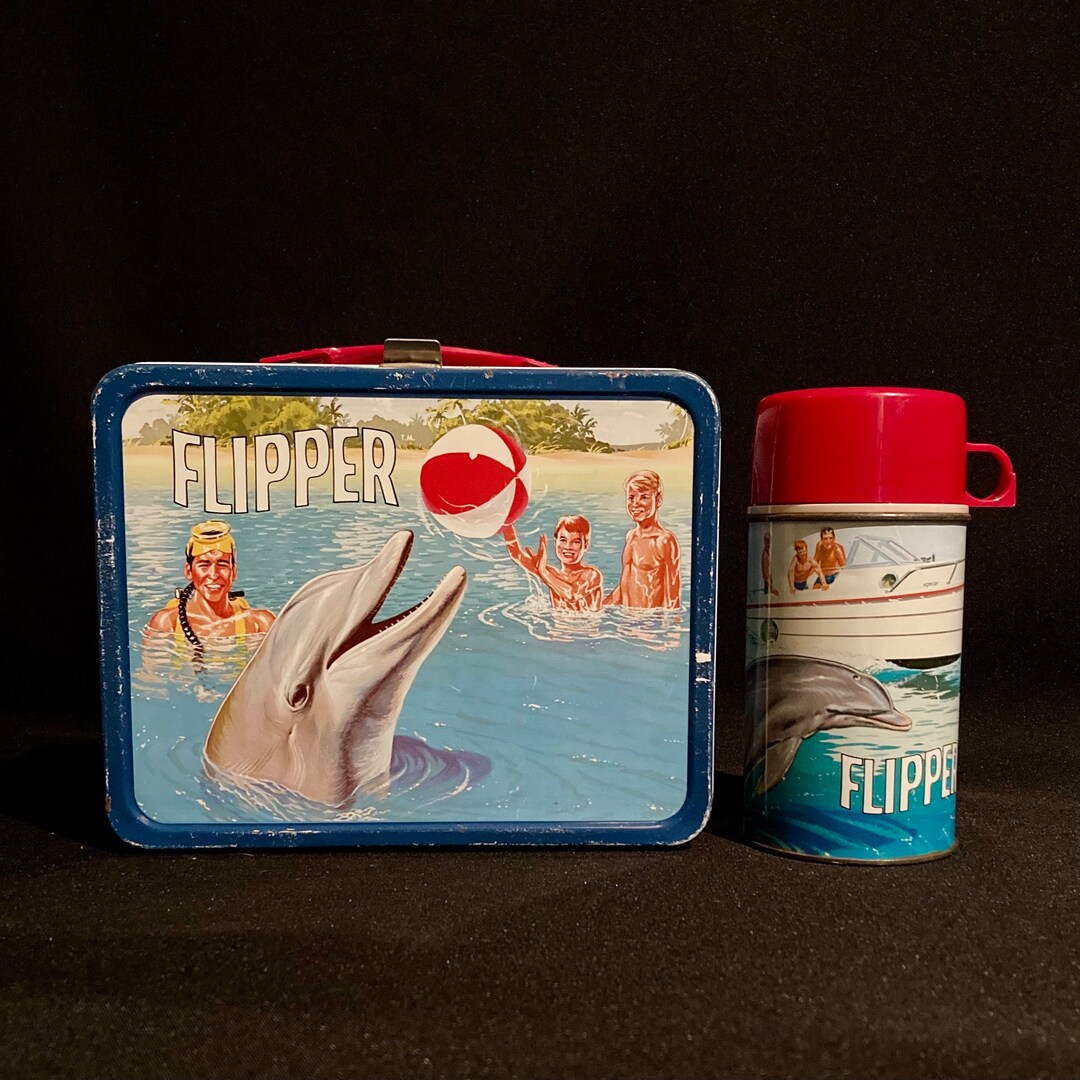 Flipper Metal Lunchbox With Thermos 1966 King-seeley Flipper Dolphin - Etsy
