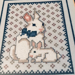 Bunny Rabbits Art Cross Stitch Framed - Etsy