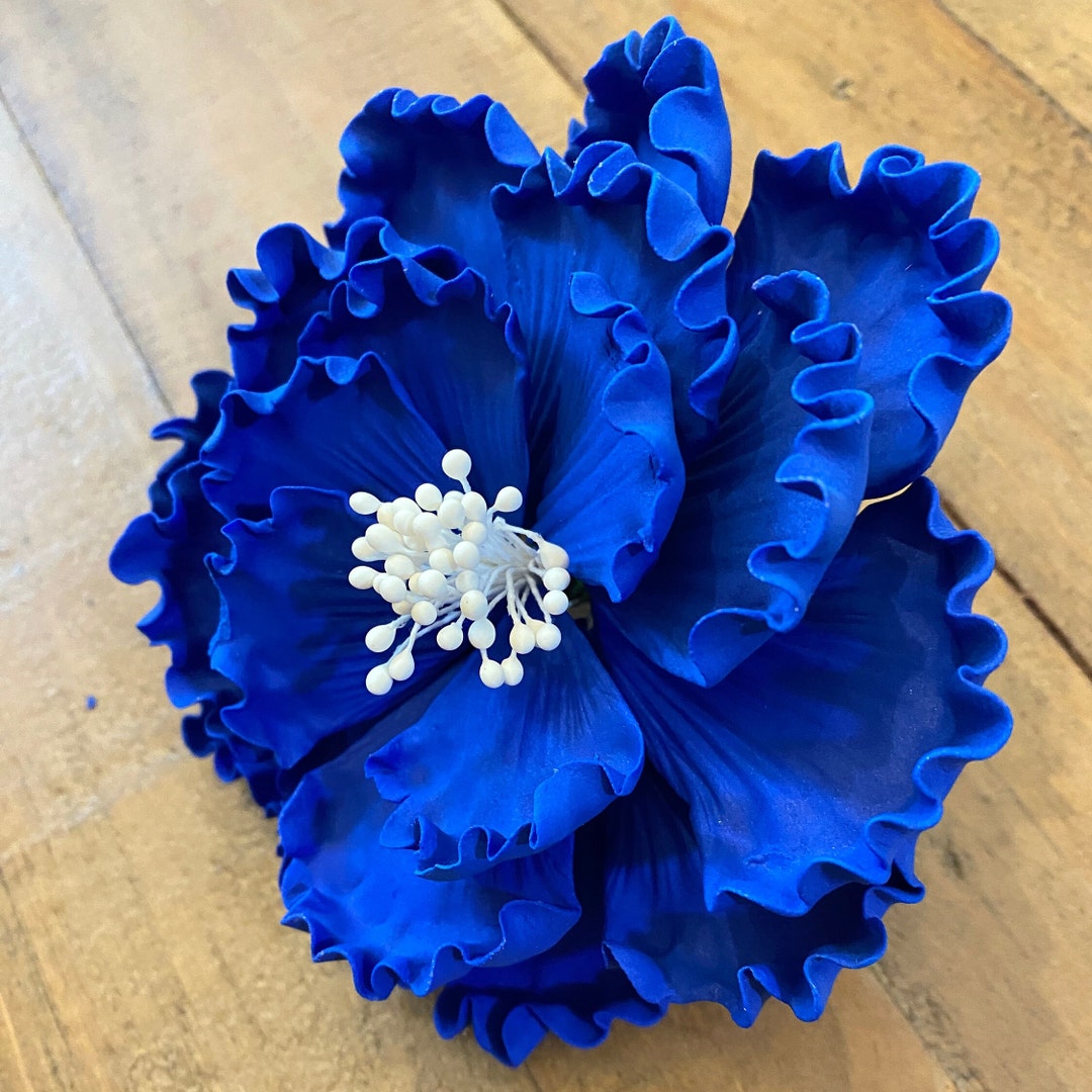 Garden Peony Sugar Flower - Royal Blue Gumpaste Cake Topper - Etsy
