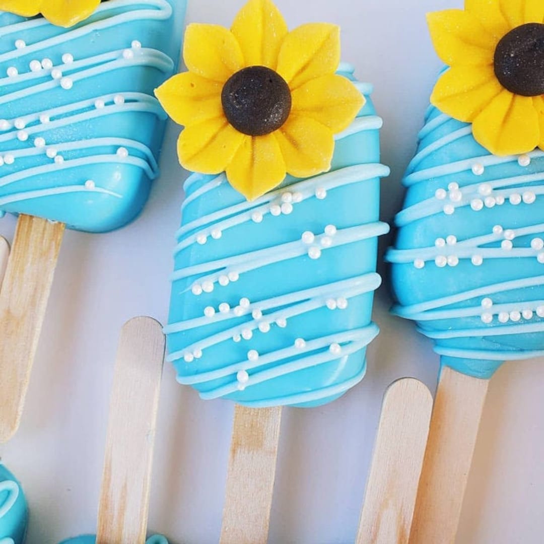 24 Small Royal Icing Sunflowers for Cake Decoration Cupcake Toppers ...