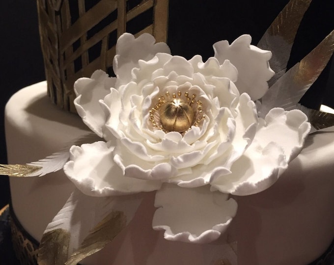 Peony Flowers White Cake Toppers Sugar Gumpaste Wedding - Etsy