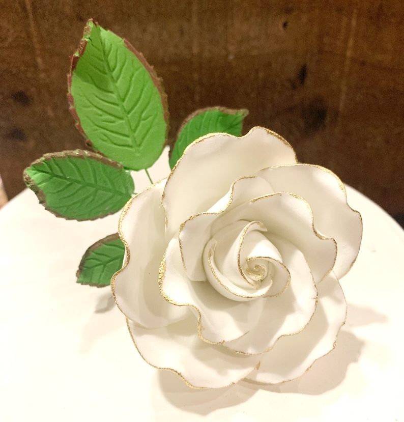 Exquisite Roses 2.5" or 3.5"- White- Cake Topper Gumpaste Sugar Fondant ...