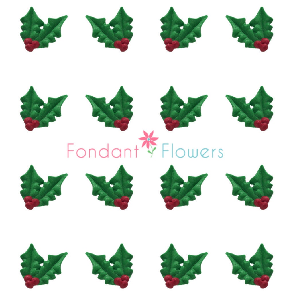 Set of 36 Royal Icing Edible Holly Leaf & Berry Decorations - Etsy
