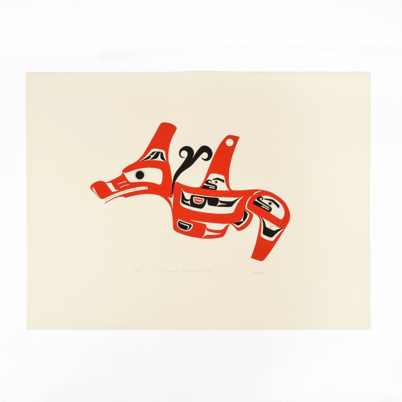 Vintage 1976 Art Thompson Northwest Wolf Transforming Into Whale Print ...