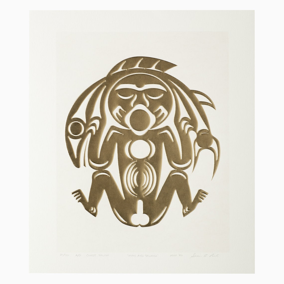 Vintage 1986 Susan Point Coast Salish Serigraph Man and Salmon - Etsy