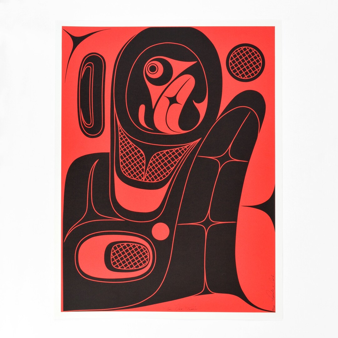 Modern Abstracted Northwest Coast Native Red and Black Print - Etsy