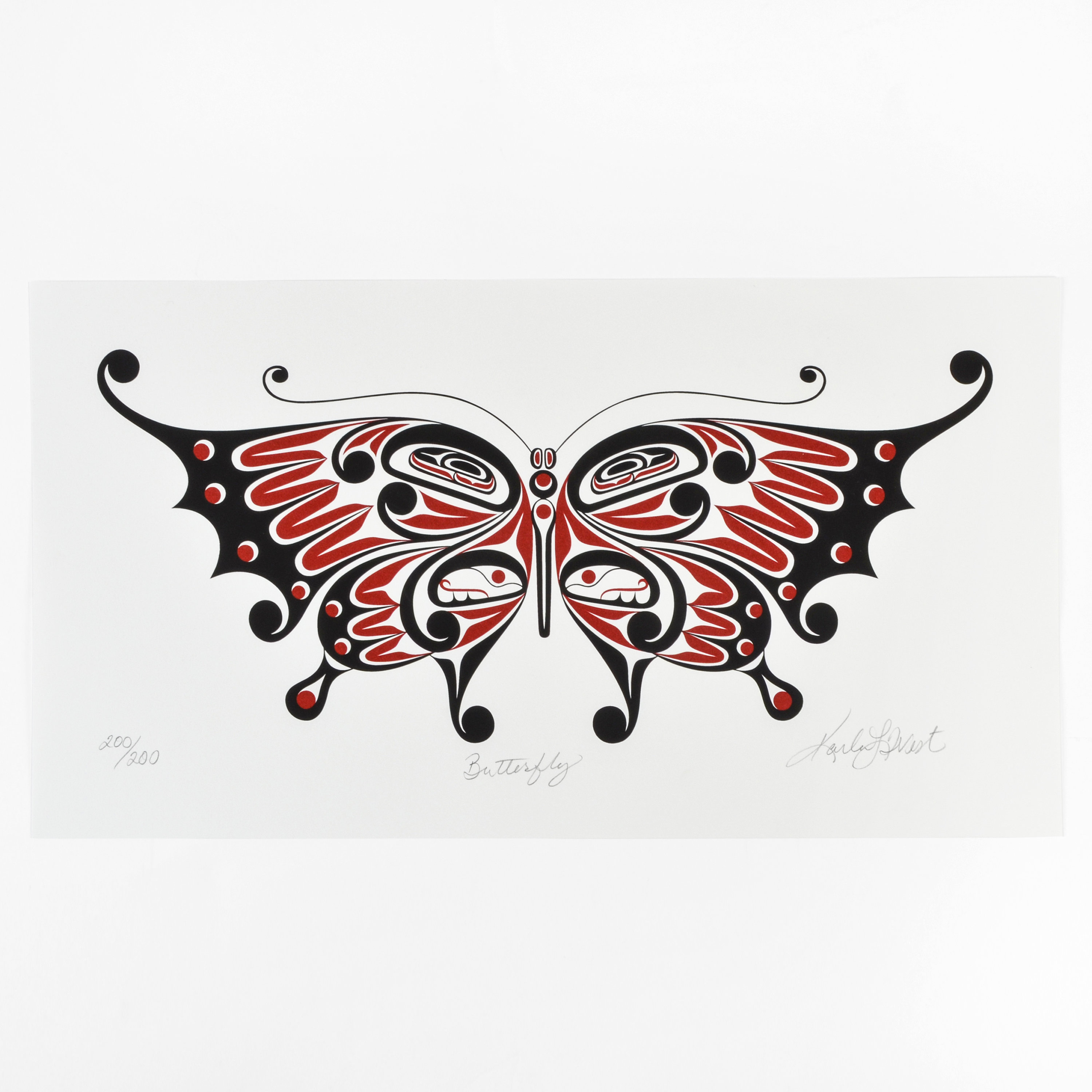 Modern Indigenous Red or Yellow Butterfly Print by Karla West - Etsy