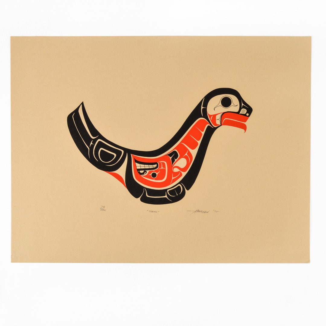 Vintage 1975 Art Thompson Northwest Coast Native Seal Print - Etsy