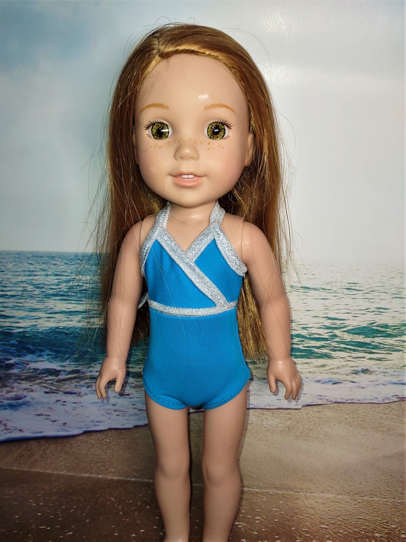 Blue and Silver Bathing Suit Made for 14.5 Inch American Made Dolls - Etsy