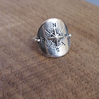 Compass Wind Rose Band, Traveler Direction Ring, Explorer's Jewelry ...