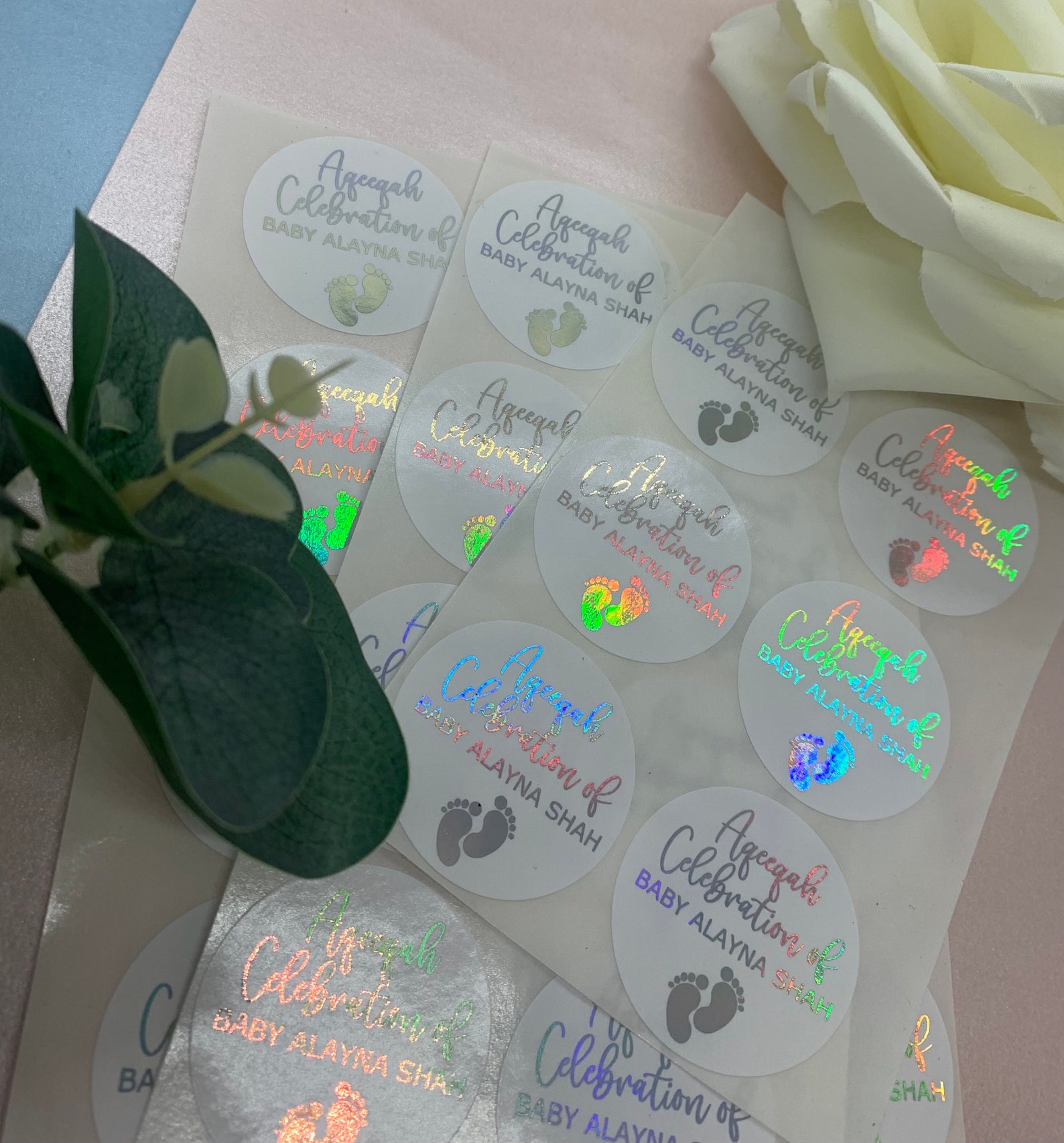 Personalised Akikah, Aqeeqah Celebration of Foiled Stickers. - Etsy UK