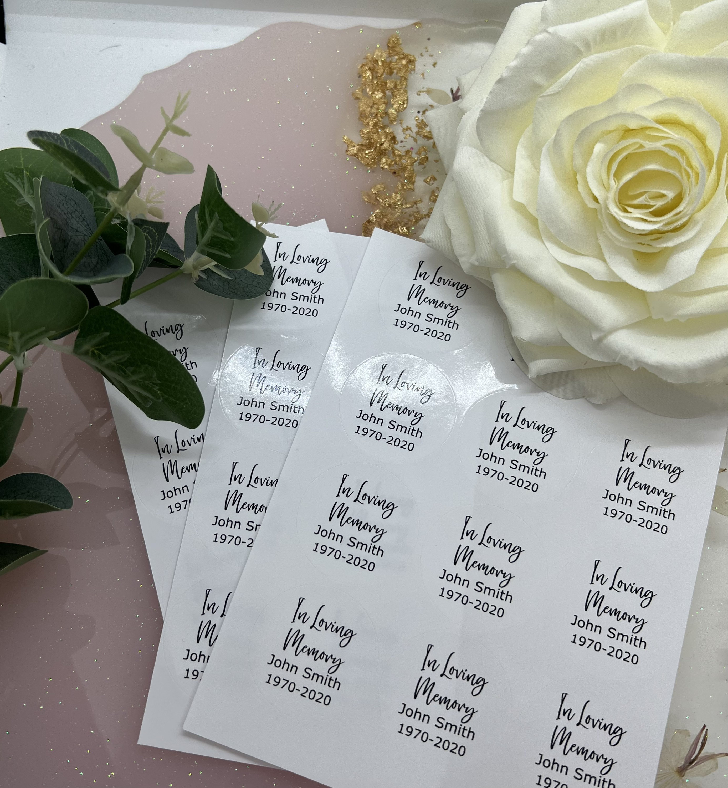 Personalised Gloss in Loving Memory Stickers. - Etsy