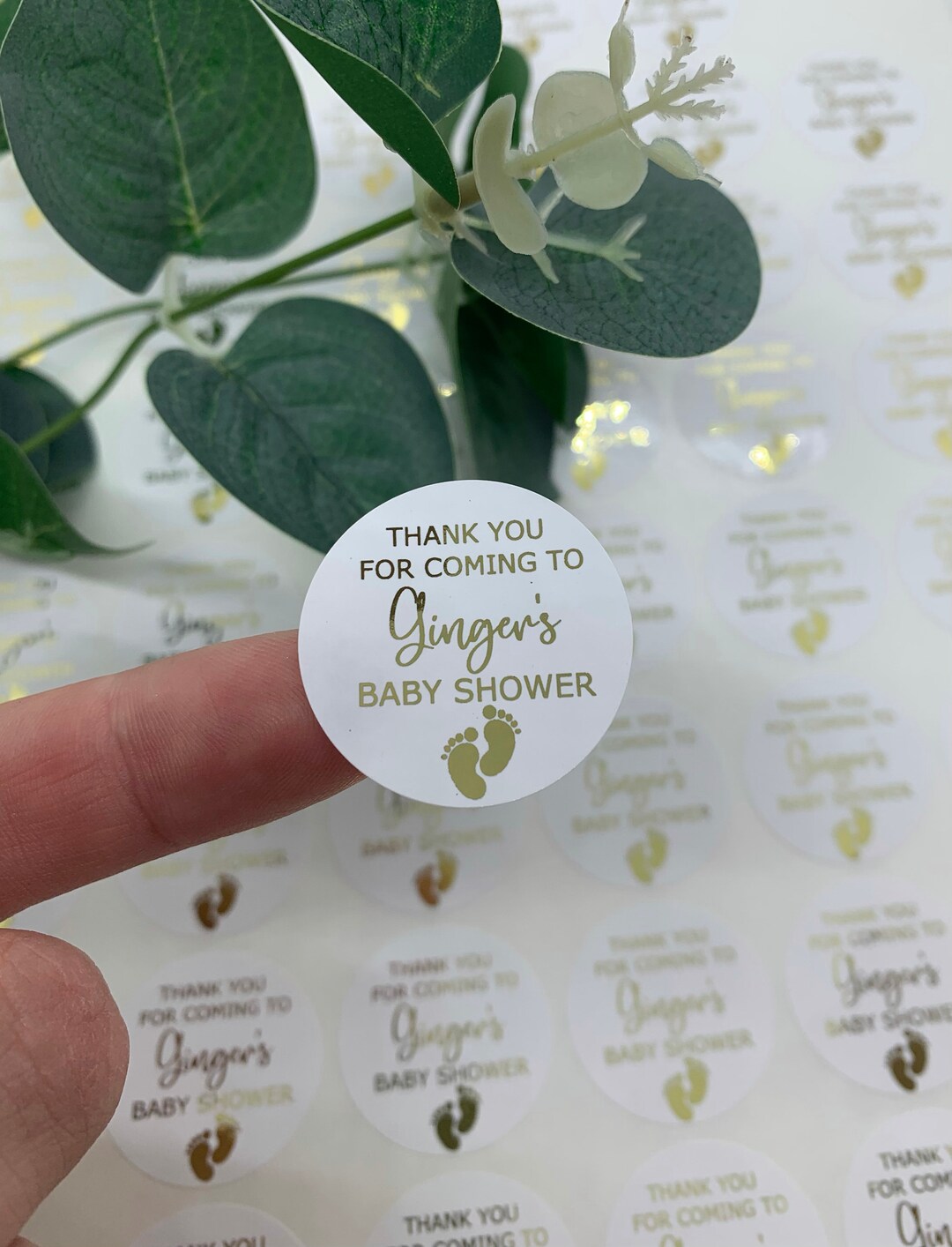 Personalised Thank You Baby Shower Foiled Stickers. Party Bag Stickers ...