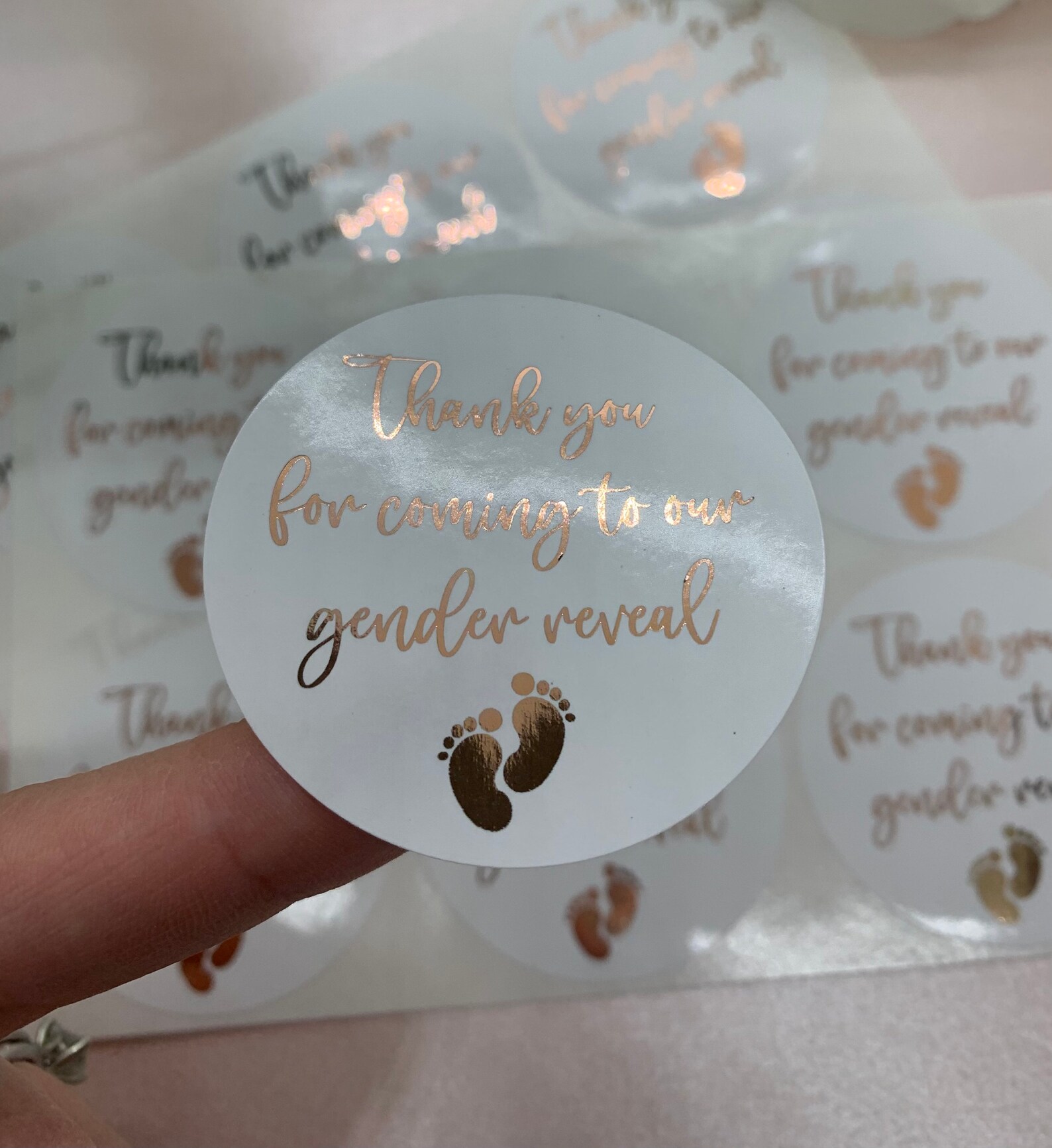 Gender Reveal Thank You Baby Shower Foiled Stickers. Party Bag Stickers ...