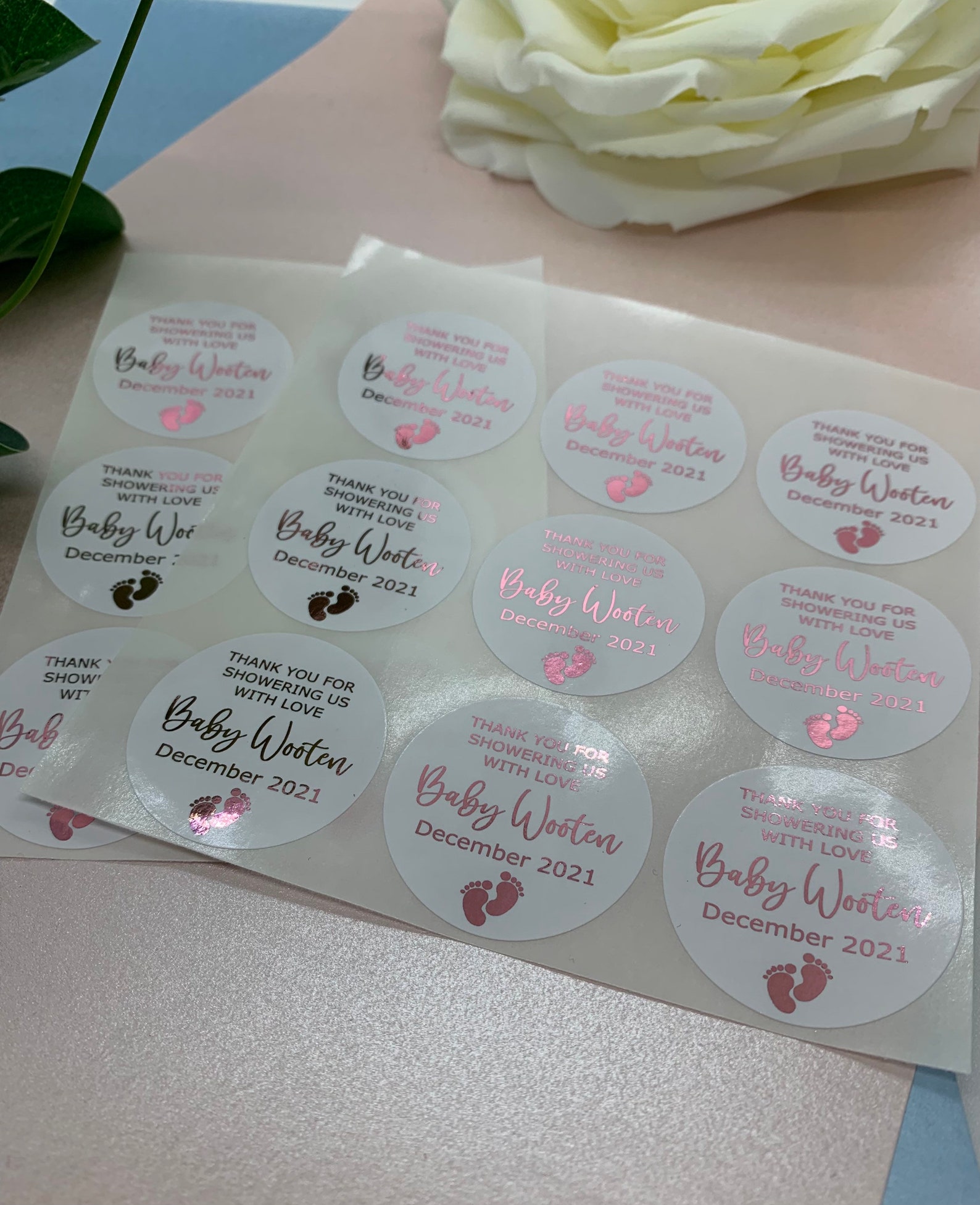 Personalised Thank You Baby Shower Foiled Stickers. Party Bag - Etsy