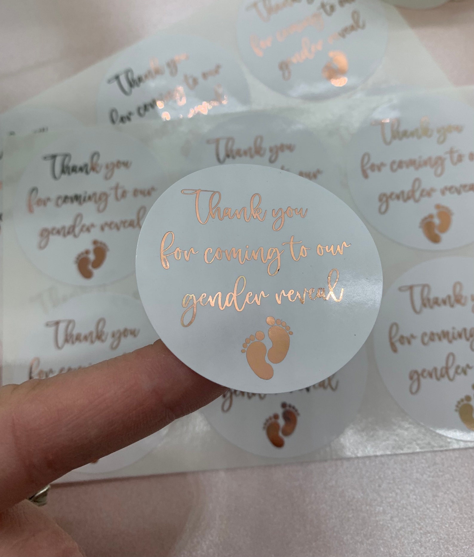 Gender Reveal Thank You Baby Shower Foiled Stickers. Party Bag Stickers ...