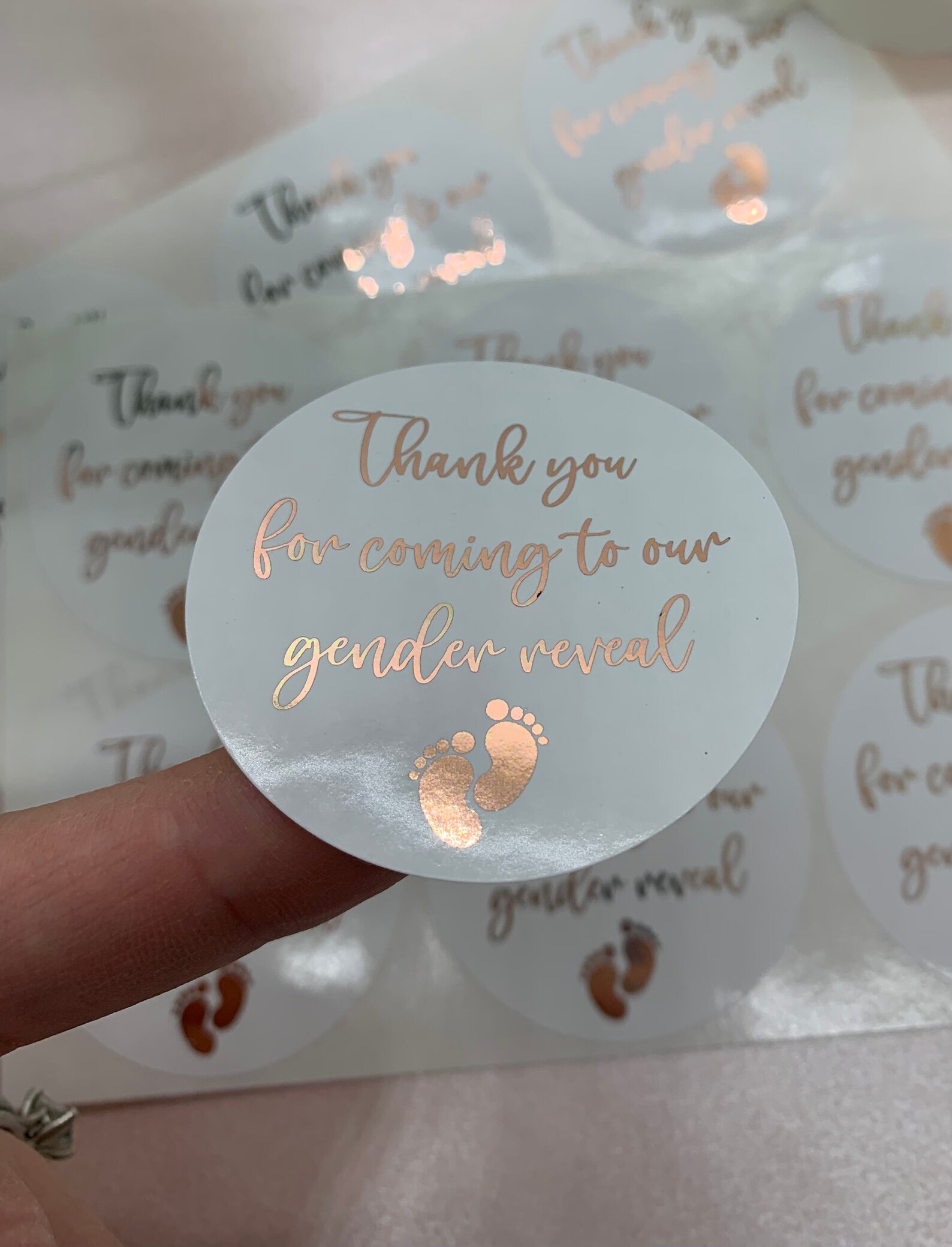Gender Reveal Thank You Baby Shower Foiled Stickers. Party Bag Stickers ...