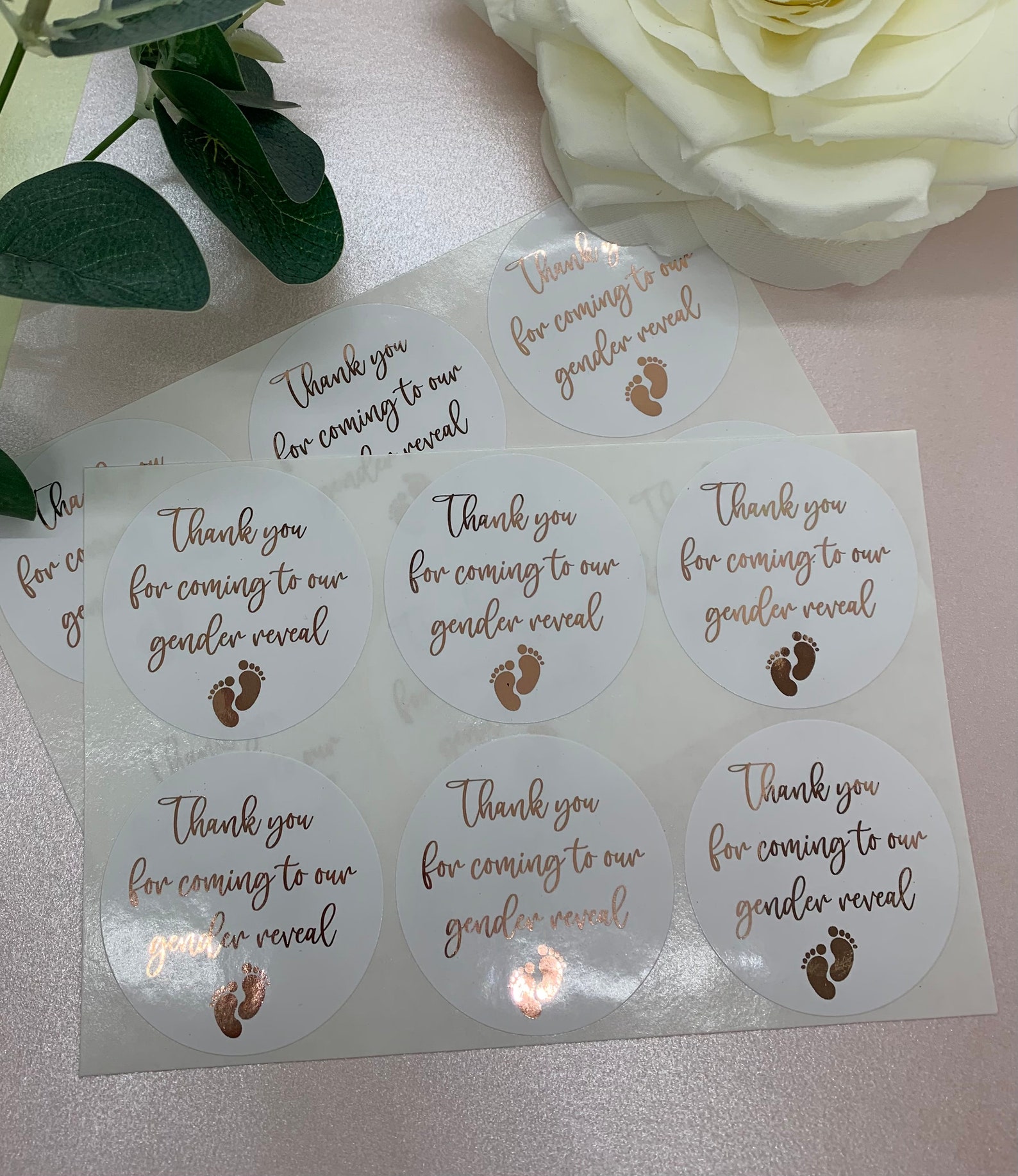 Gender Reveal Thank You Baby Shower Foiled Stickers. Party Bag Stickers ...