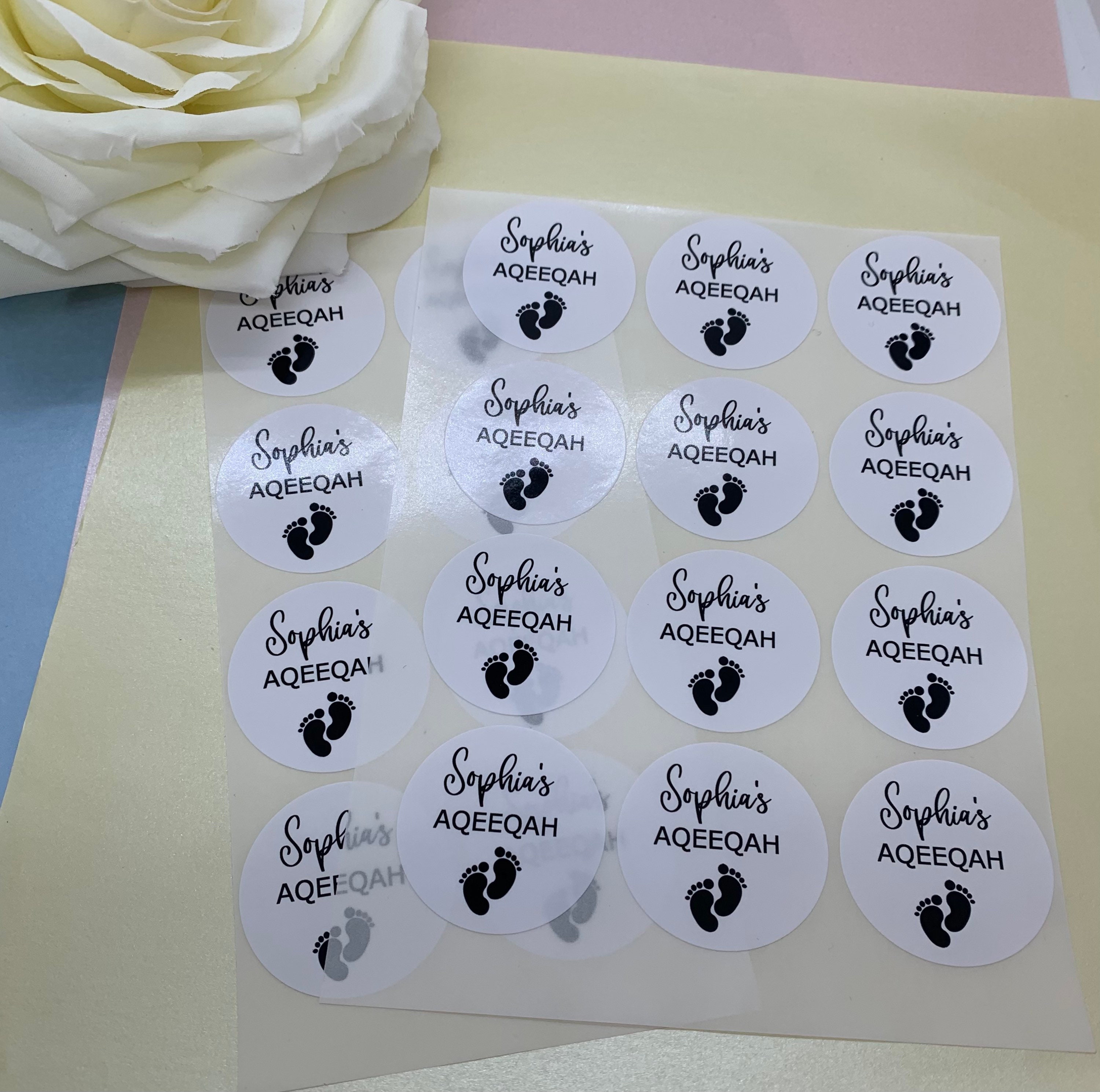 Personalised Akikah, Aqeeqah Foiled Stickers. - Etsy