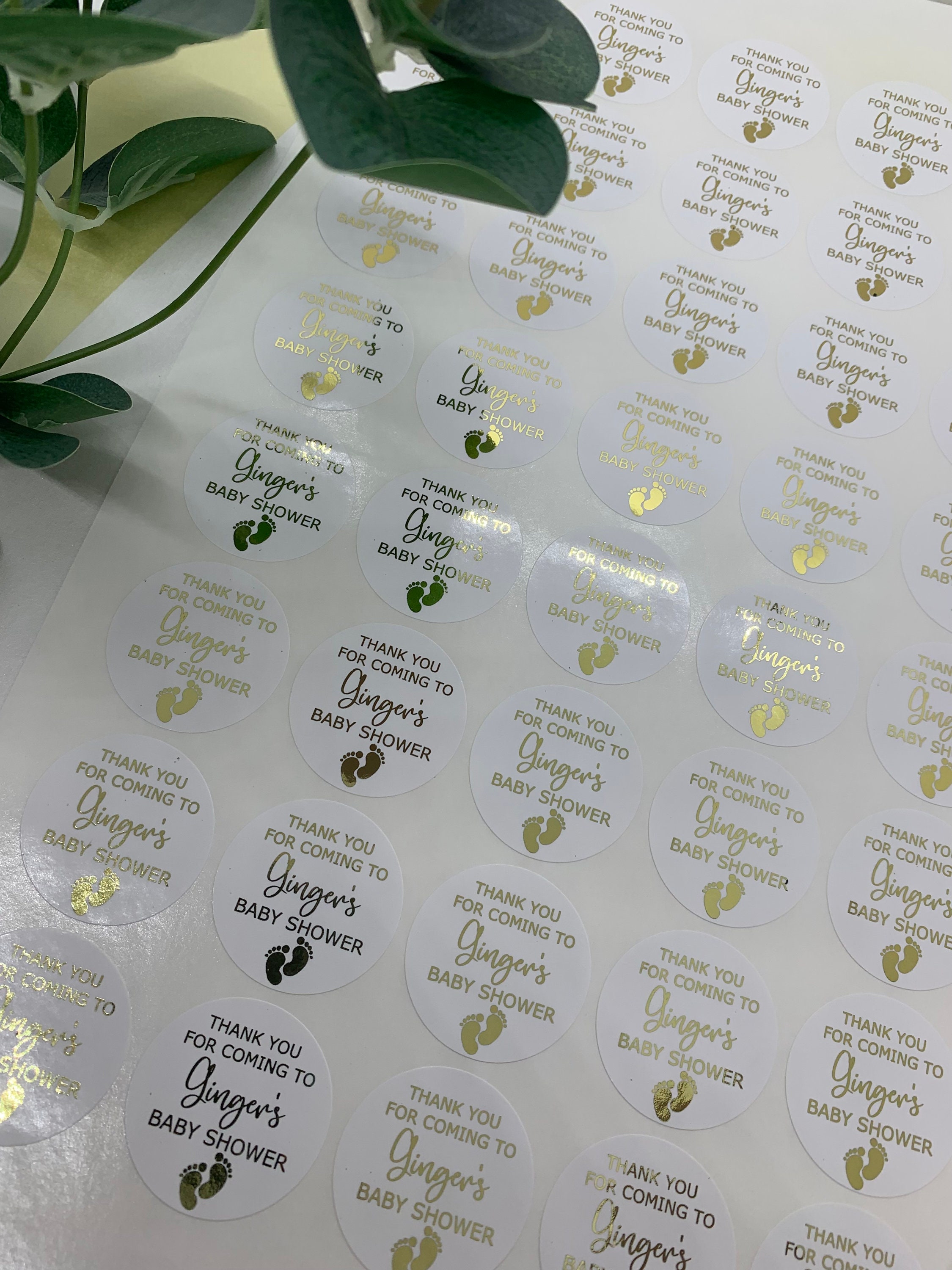 Personalised Thank You Baby Shower Foiled Stickers. Party Bag Stickers ...