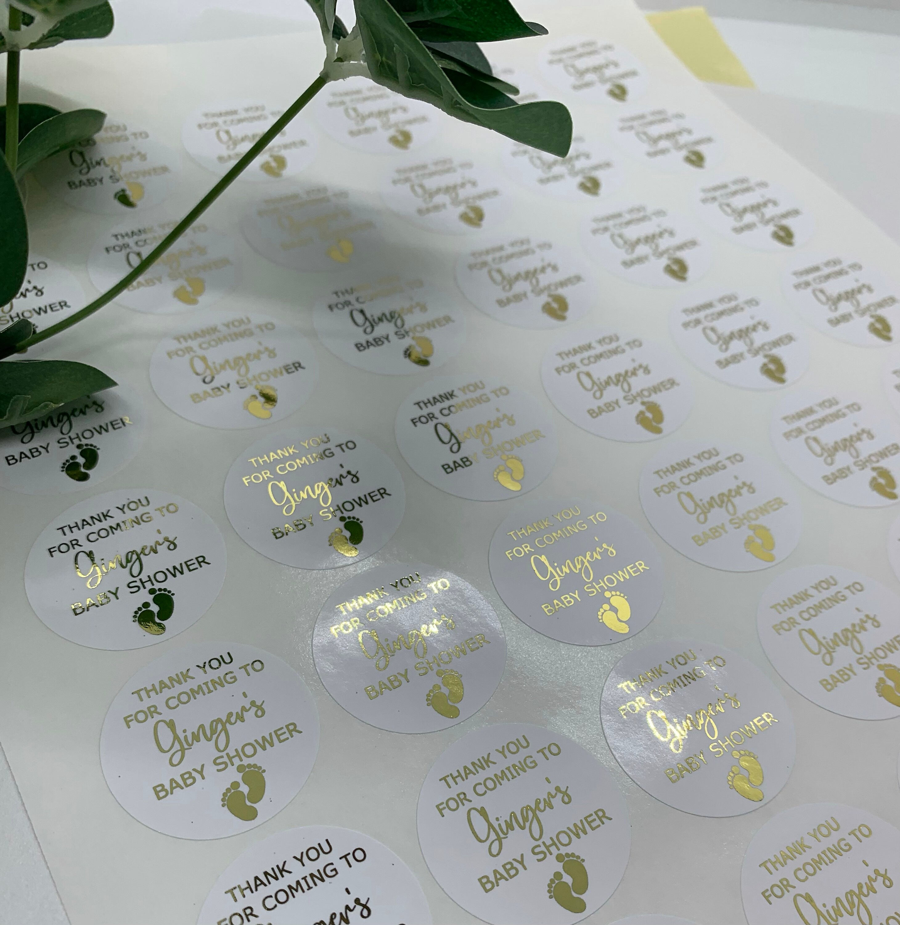 Personalised Thank You Baby Shower Foiled Stickers. Party Bag Stickers ...