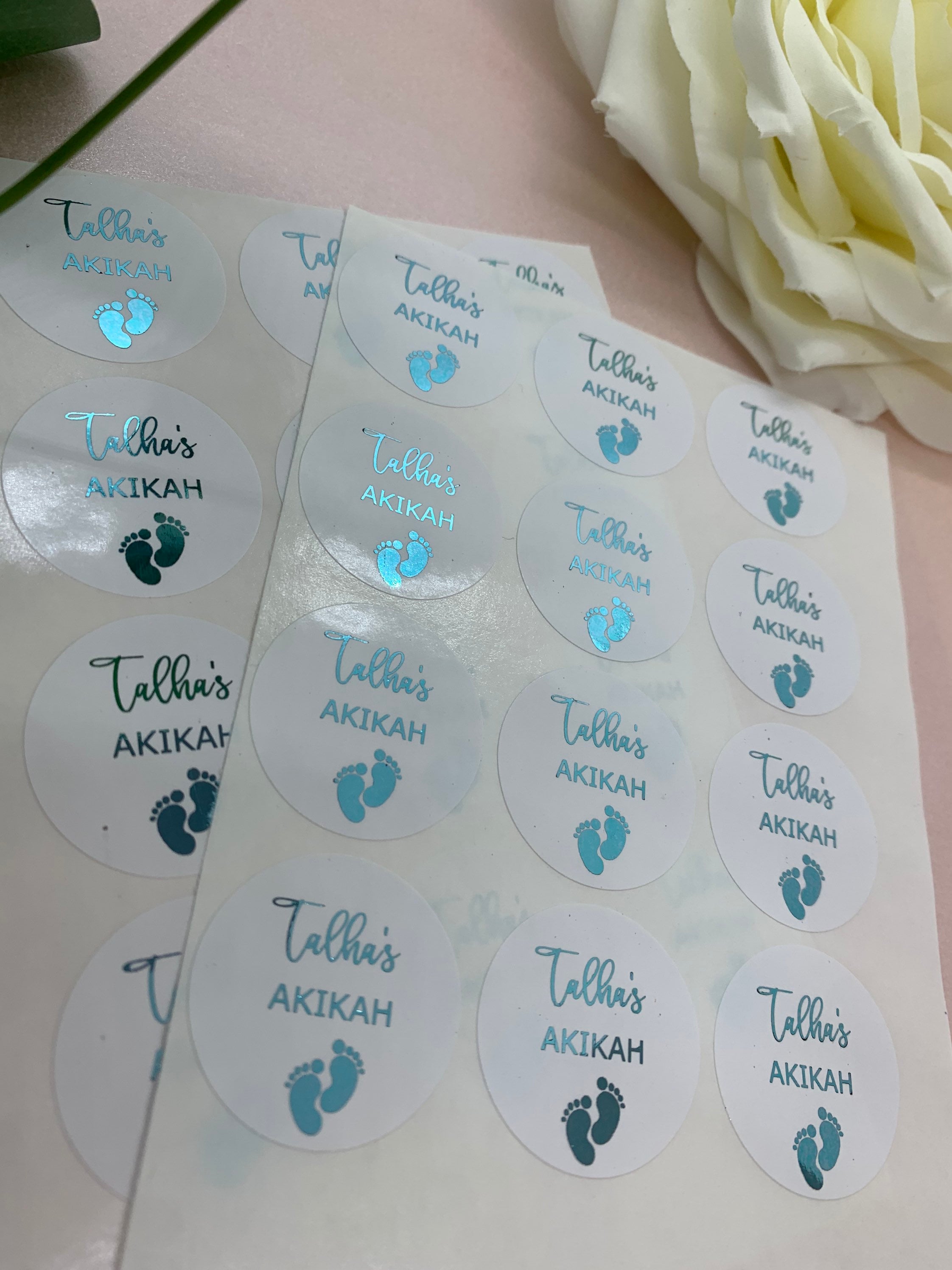 Personalised Akikah, Aqeeqah Foiled Stickers. - Etsy