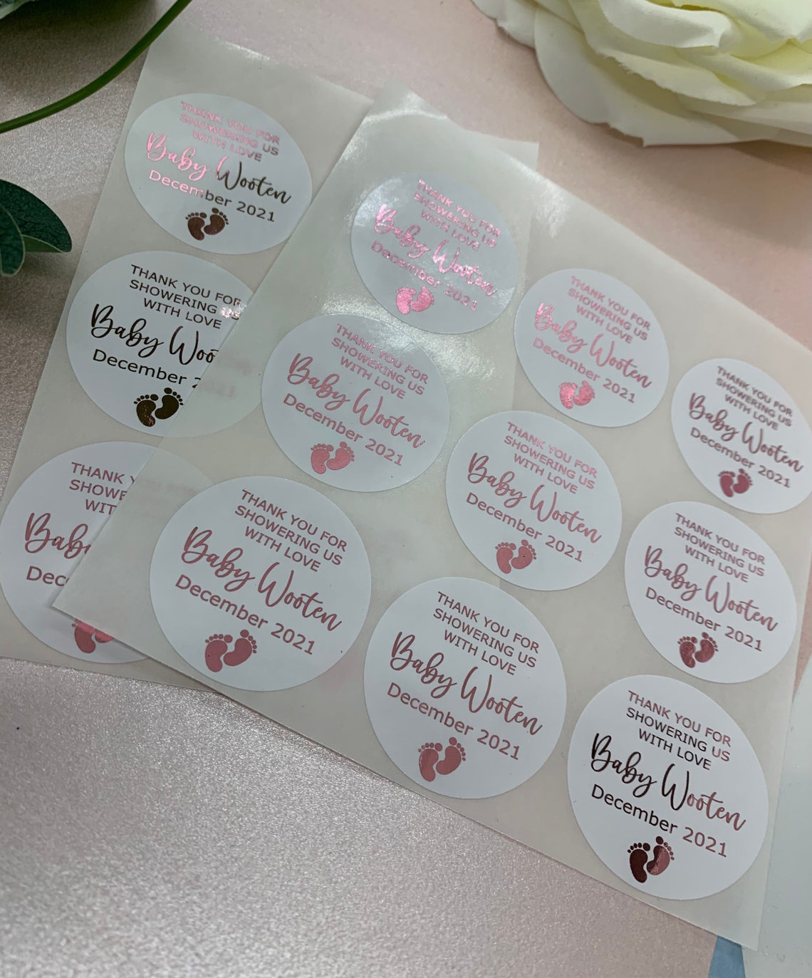 Personalised Thank You Baby Shower Foiled Stickers. Party Bag - Etsy