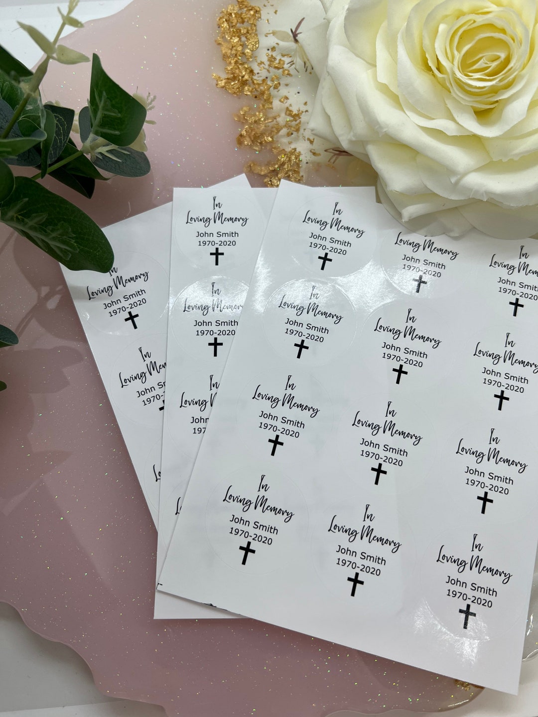 Personalised Gloss in Loving Memory Cross Stickers. - Etsy