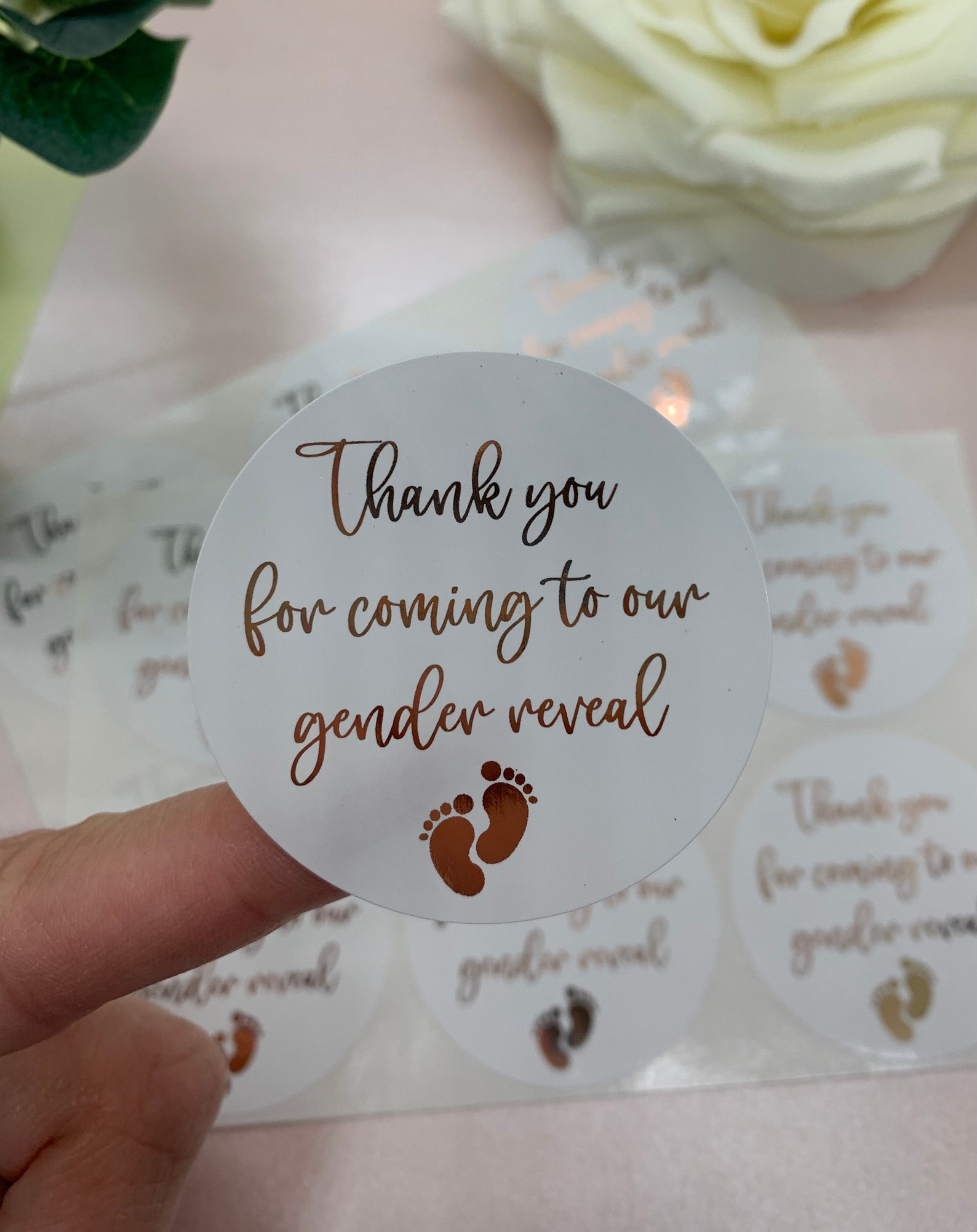 Gender Reveal Thank You Baby Shower Foiled Stickers. Party Bag Stickers ...