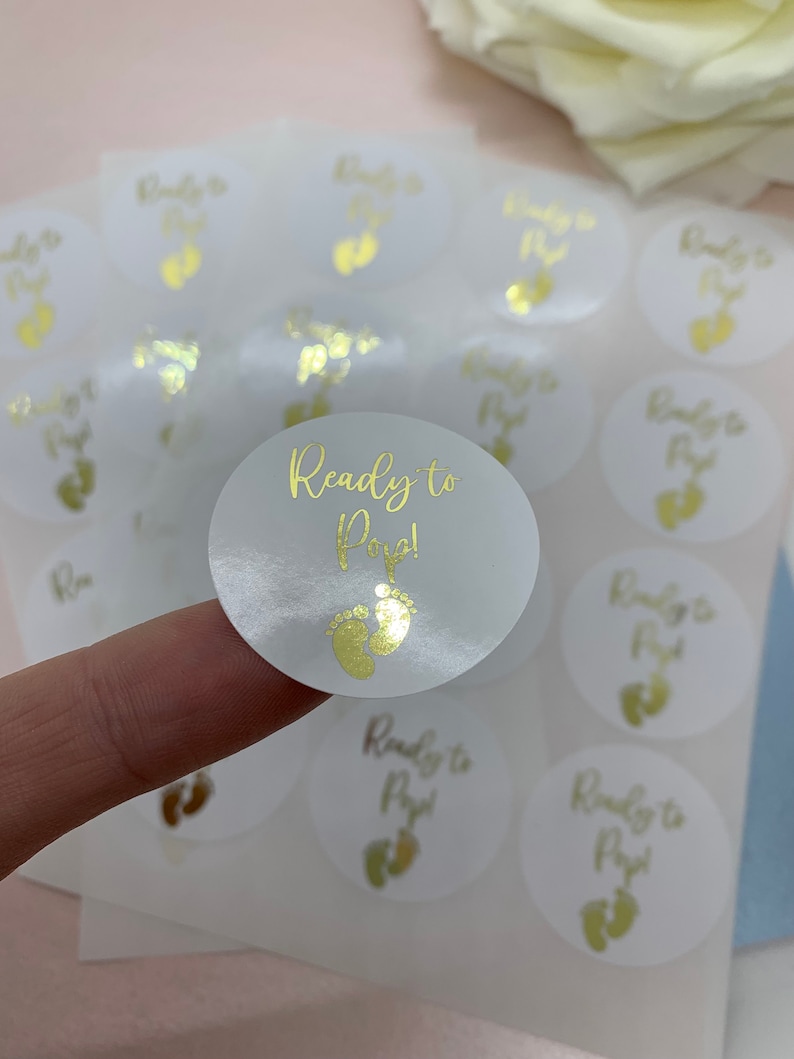 Ready to Pop Baby Shower Foiled Stickers. Party Bag Stickers. | Etsy