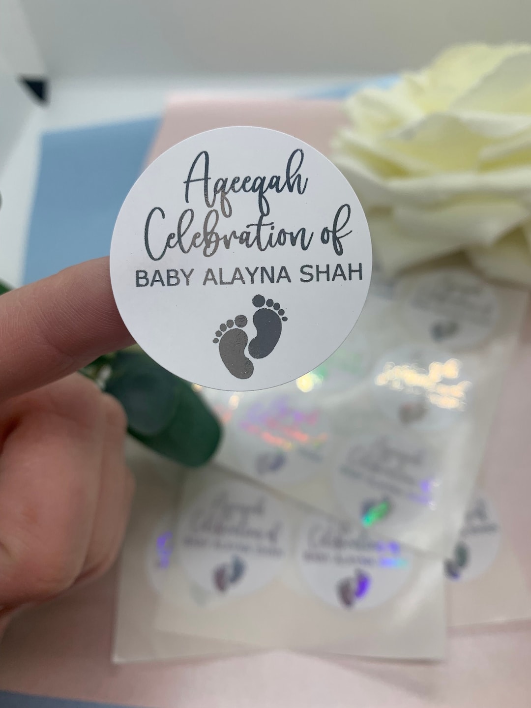Personalised Akikah, Aqeeqah Celebration of Foiled Stickers. - Etsy