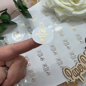 Personalised Initial Engagement Wedding Rings Foiled Stickers. Party ...