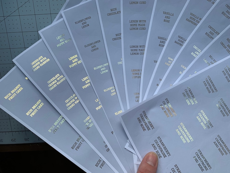 37mm Foiled Cake Flavour Stickers. Pastel. Wedding Stickers. - Etsy UK