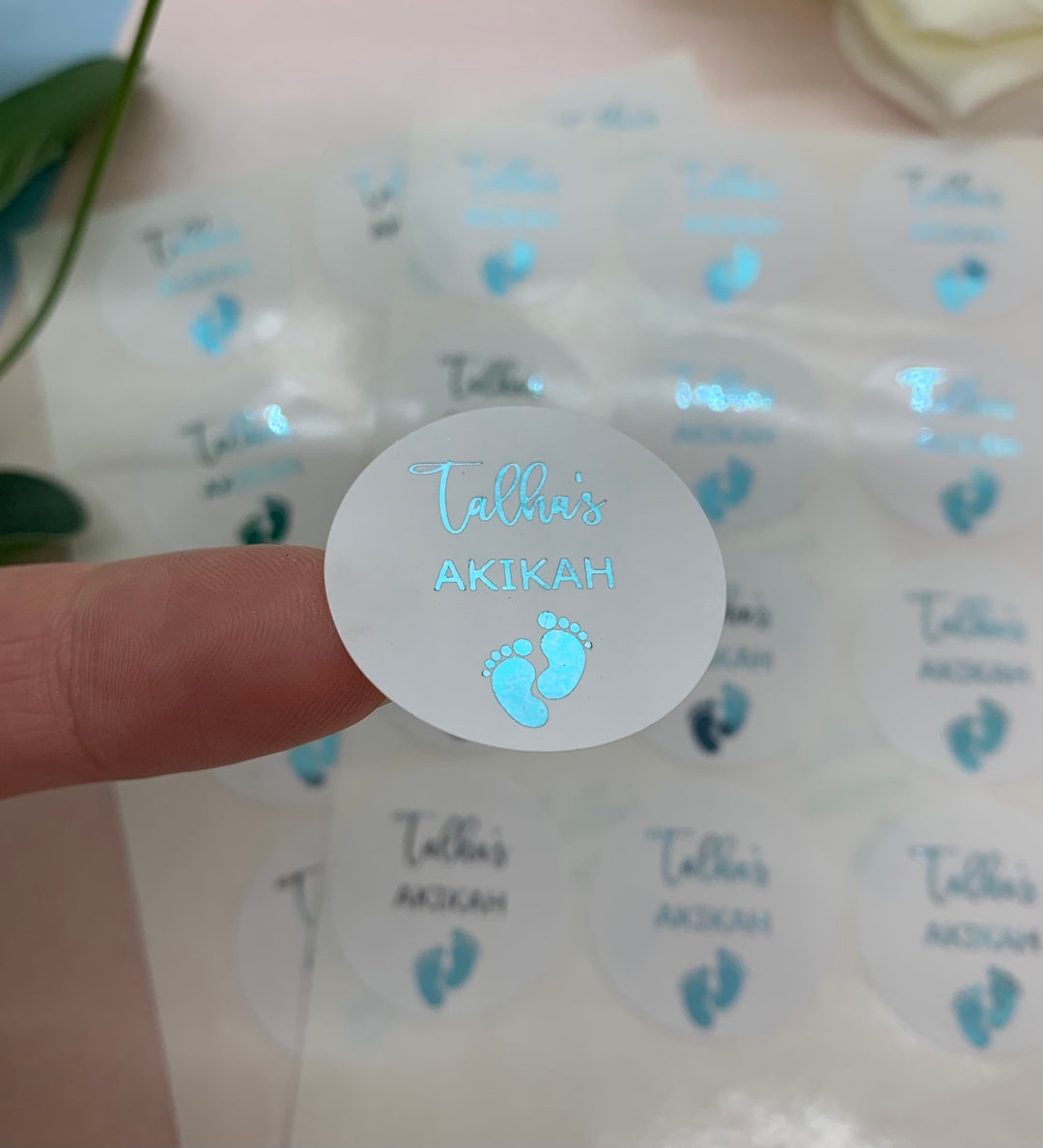 Personalised Akikah, Aqeeqah Foiled Stickers. - Etsy