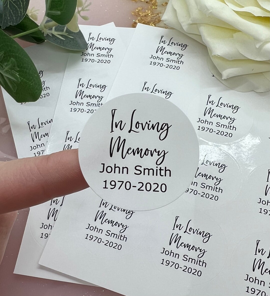 Personalised Gloss in Loving Memory Stickers. - Etsy