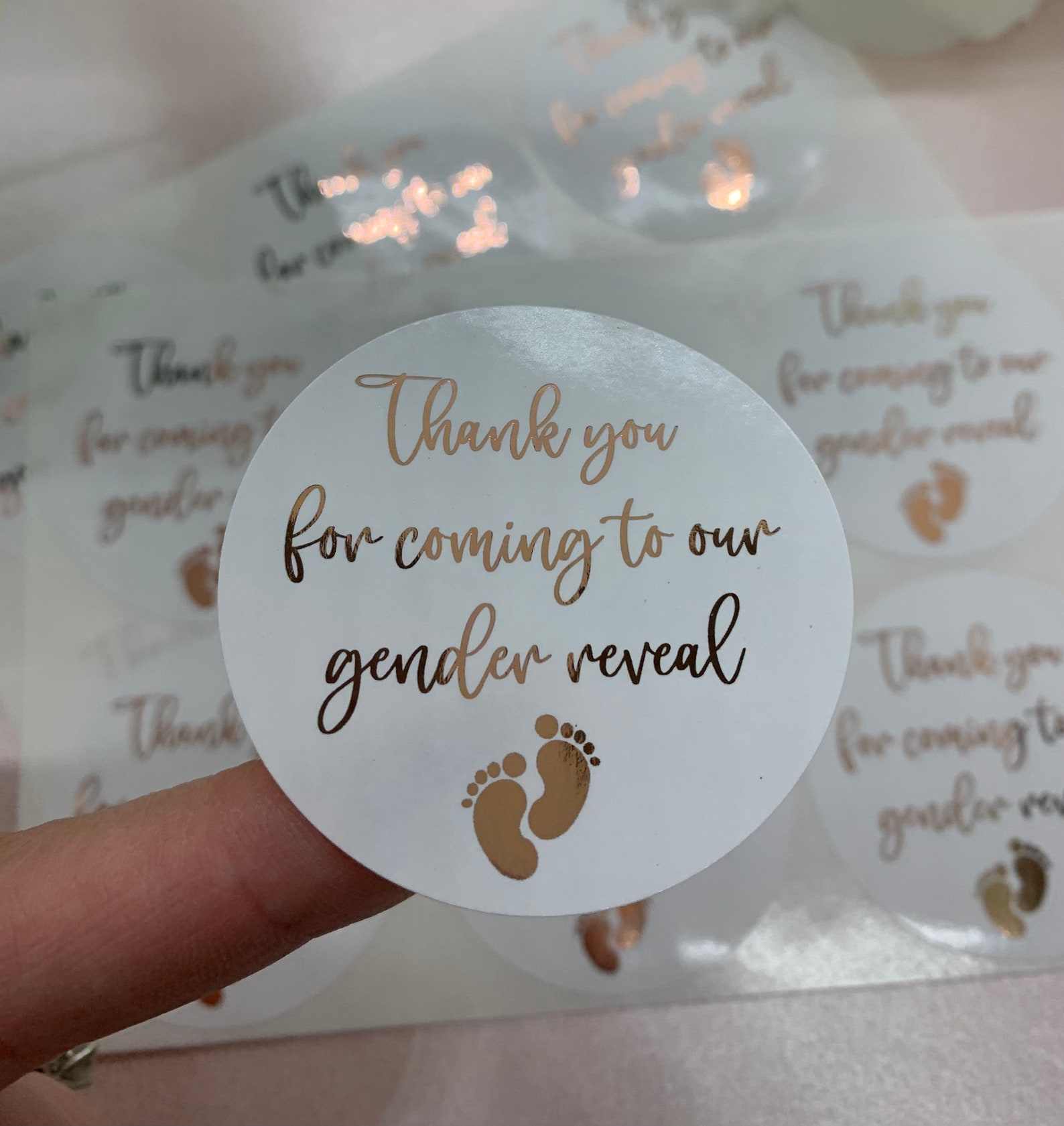 Gender Reveal Thank You Baby Shower Foiled Stickers. Party Bag Stickers ...